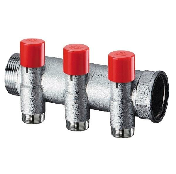 Балансировочный коллектор 1" с 3 отводами FAR (FK 3923 C103) М24х19