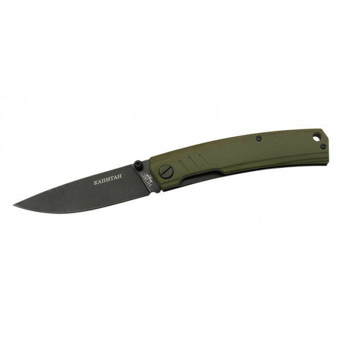 Складной нож Нокс "Капитан", AUS-8, G10, BlackWash, для выживания, зеленый/черный