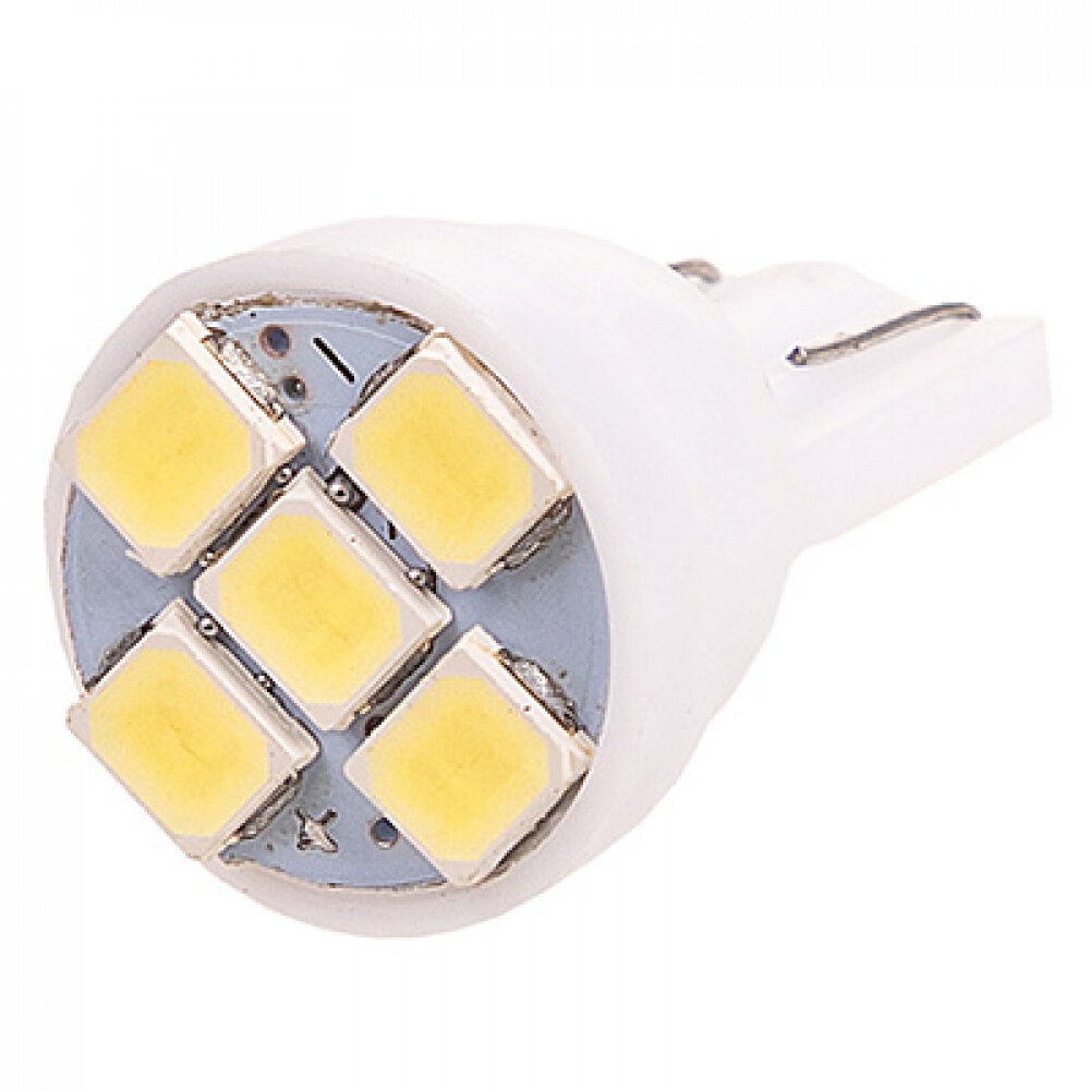 Автолампа диод SKYWAY T10*W5W* 12V 5 SMD Блистер без цоколя 1-конт Белая компл. 2 шт. Габариты,