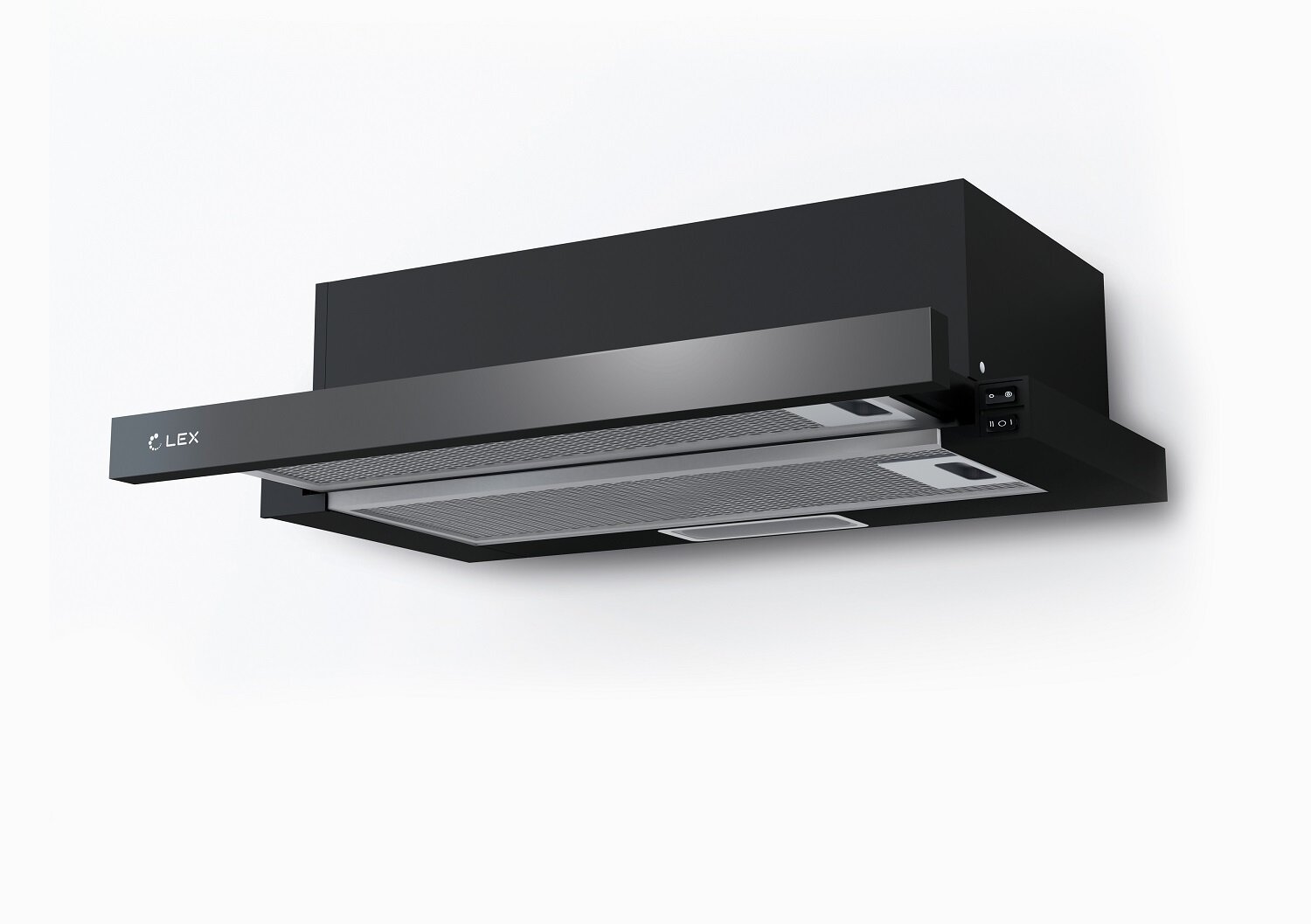 Вытяжка LEX Hubble G 600 Black, встраиваемая, черная, передняя панель стекло, 650 м3/ч