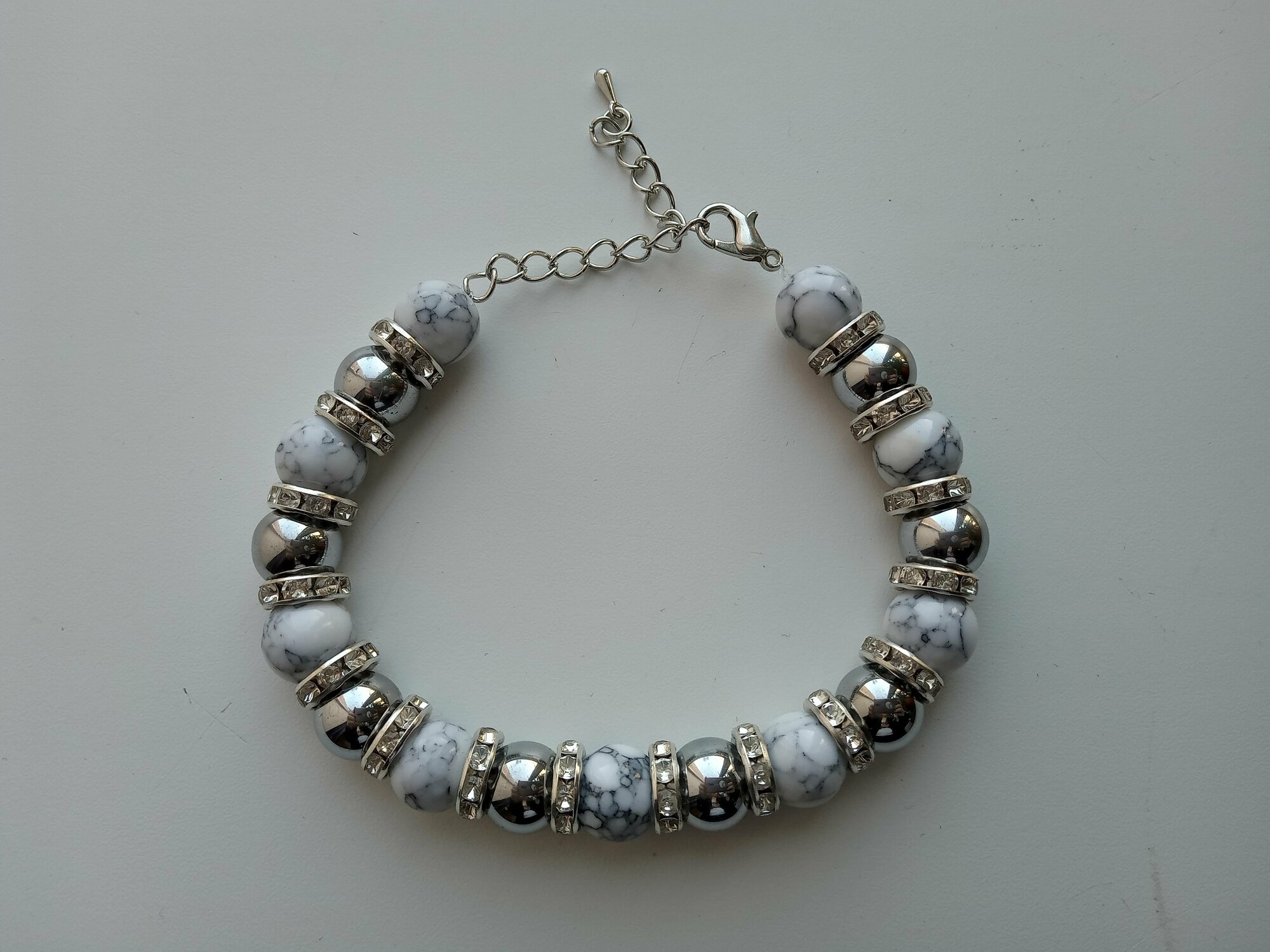 Браслет, стразы, гематит