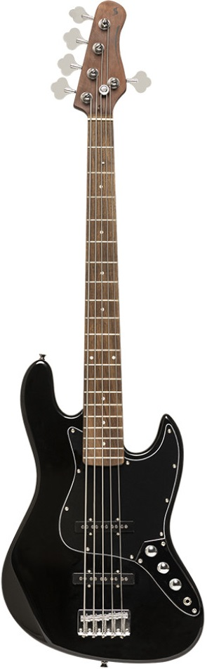 STAGG SBJ-30 BLK 5S - 5 струнная бас-гитара, 20 ладов, корпус: павловния, гриф: жжёный клен, на болтах, накладка: палисандр, звуковсниматели: 2x JB, регулировки: 2х громкость, 1х тон, цвет: черный