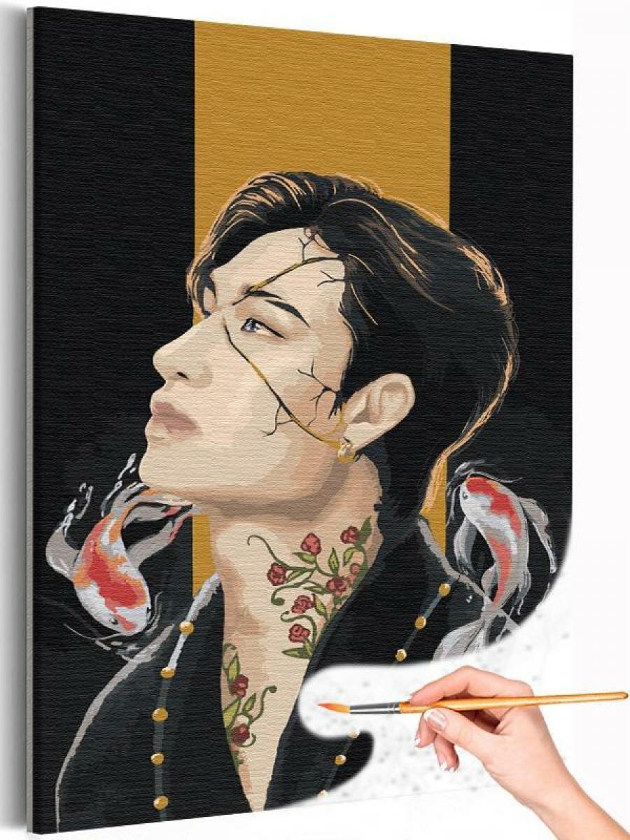 Stray Kids Бан Чан Арт Раскраска картина по номерам на холсте с металлической краской 40х60