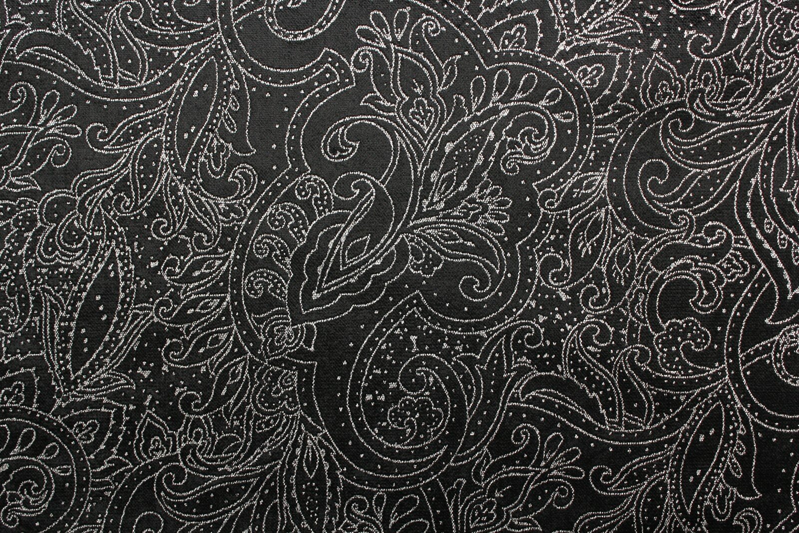 Ткань Бархат-стрейч чёрный с серебряным восточным узором, ш120см, 0,5 м
