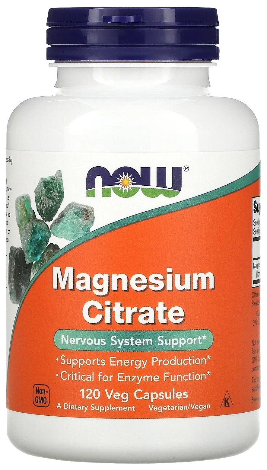 Магний NOW Foods Magnesium Citrate , 120 капсул, легко усваиваемая форма, для мужчин и женщин