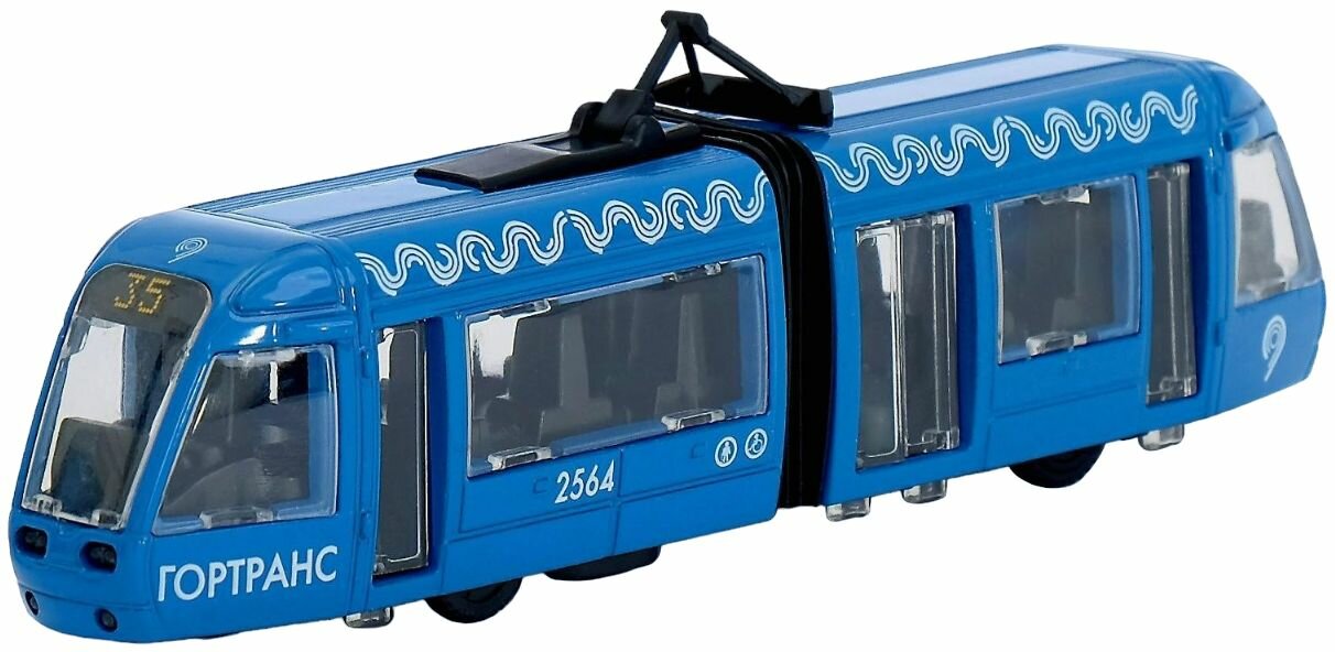 Модель масштабная коллекционная "Трамвай с гармошкой" инерционная, 19 см, со световыми и звуковыми эффектами, металлический игрушечный транспорт, детская игрушка для песочницы и дома