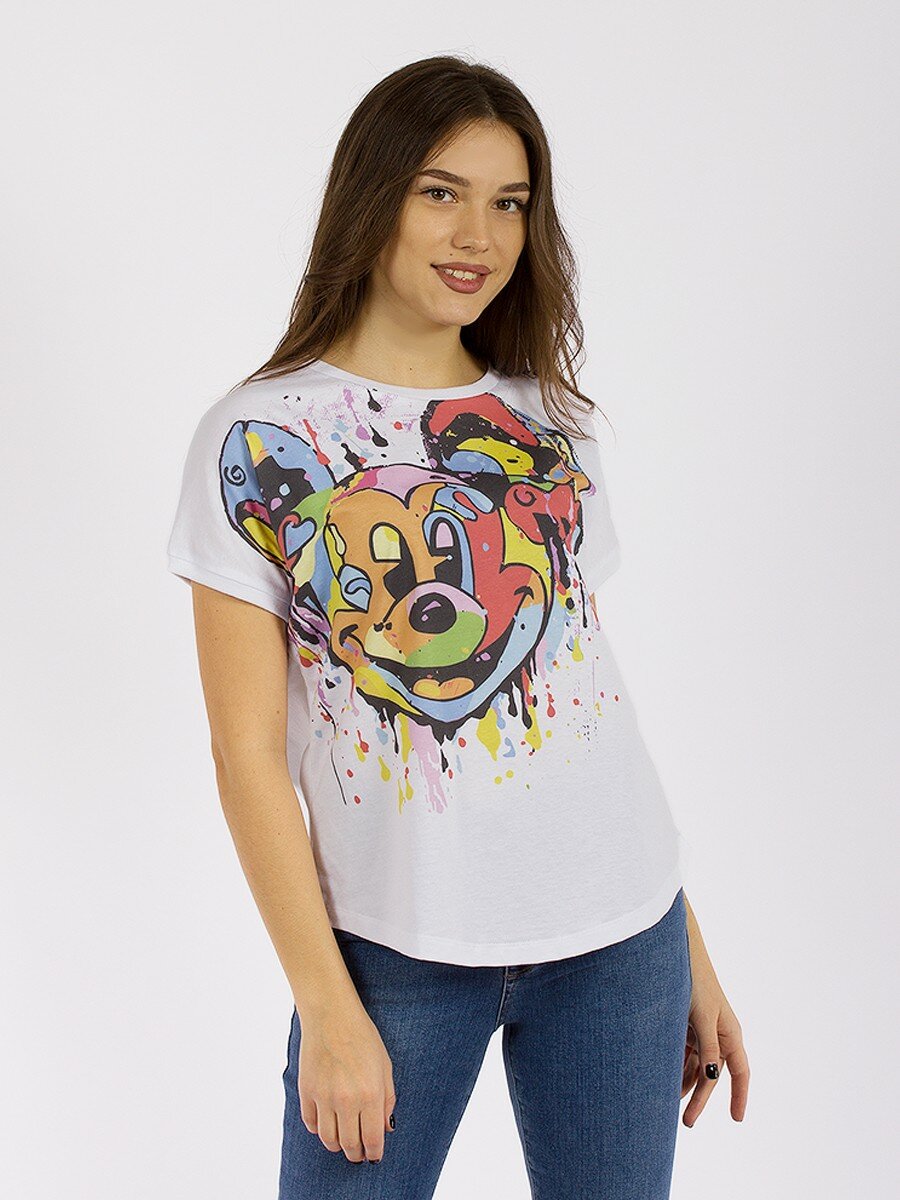 Футболка женская, рукав-реглан на манжете, яркий принт