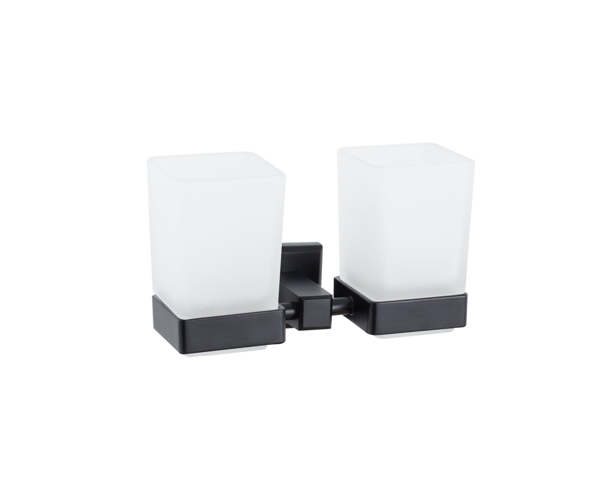 Cтакан для зубных щеток Vivi Felice, двойнной, латунь/стекло, черный матовый