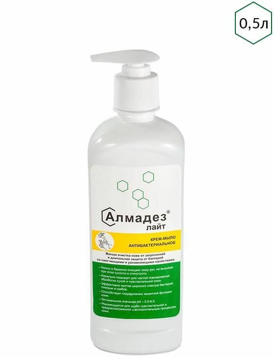 Алмадез, Лайт, Антибактериальное крем-мыло, с дозатором, 500 мл