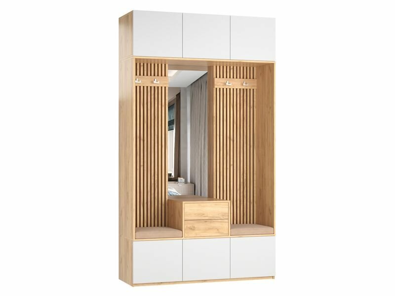 Прихожая в коридор "Дуглас 9" 135х240х50 Дуб крафт золотой / Лотос