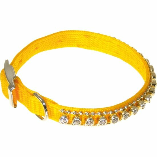 Ошейник V.i.pet Малый со стразами "Мини" 10мм (17-22см) (желтый) 70-0983