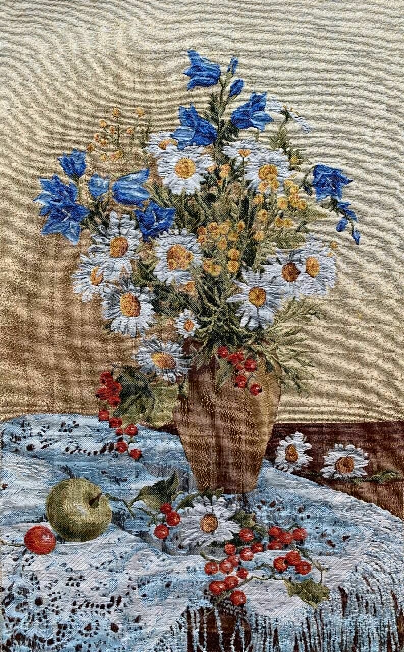 Гобелен, гобелен без рамы 34х54 см / "Букет с красной смородиной"