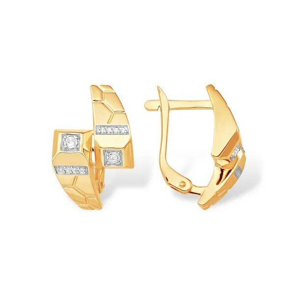 Серьги, красное золото, 585 проба, фианит