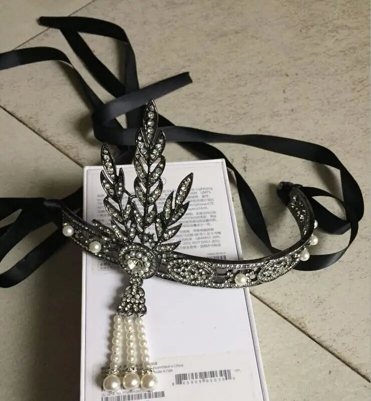 Черная тиара с жемчугом H047 Black Tiara