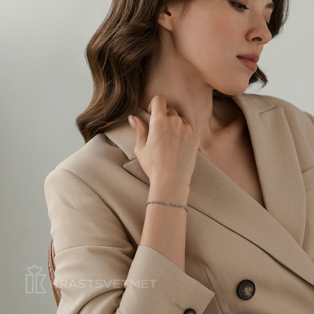 Браслет-цепочка, серебро, 925 проба, родирование