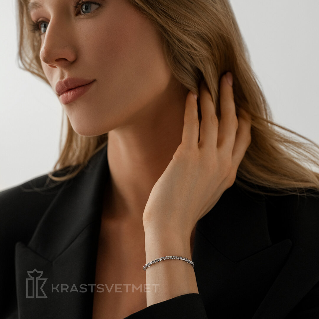 Браслет-цепочка, серебро, 925 проба, родирование