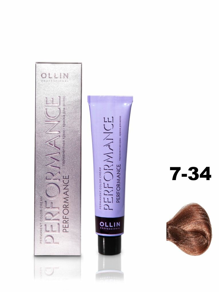 Ollin Performance крем-краска для волос 7/34 русый золотисто-медный 60мл