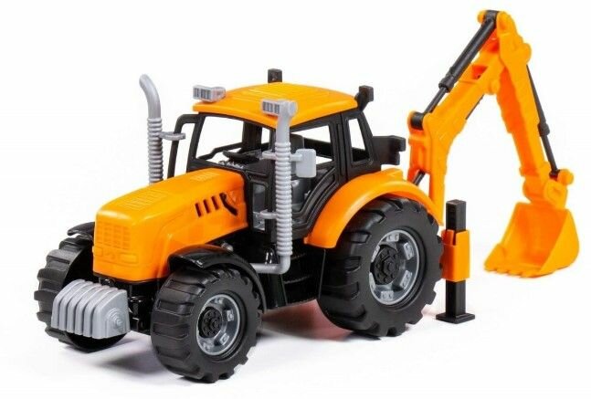 Игрушечная машинка экскаватор "Прогресс", инерционный автомобиль, детская сюжетно-ролевая пластиковая модель строительной техники для мальчиков, цвет оранжевый