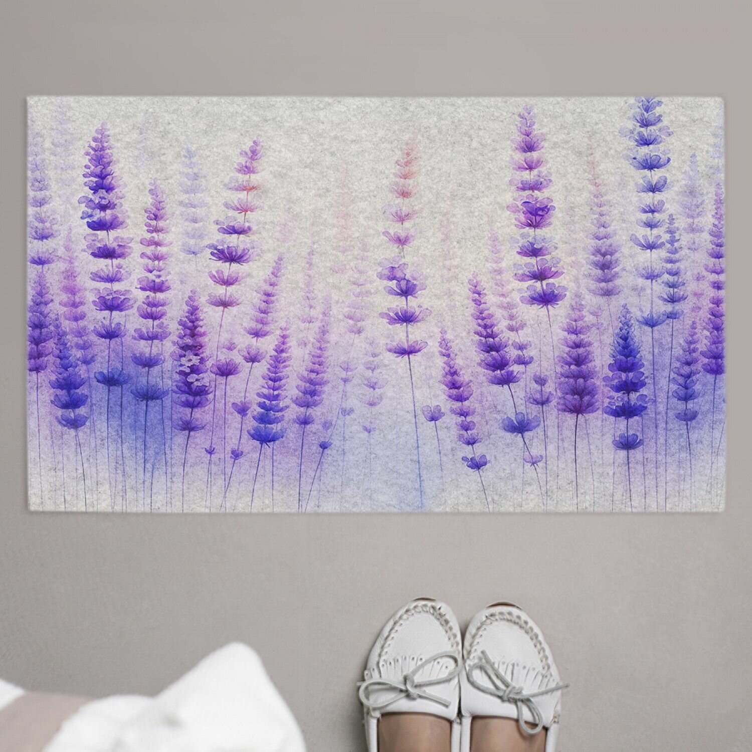 Коврик придверный в прихожую с принтом "Лаванда" 45 на 75 см , JoyArty