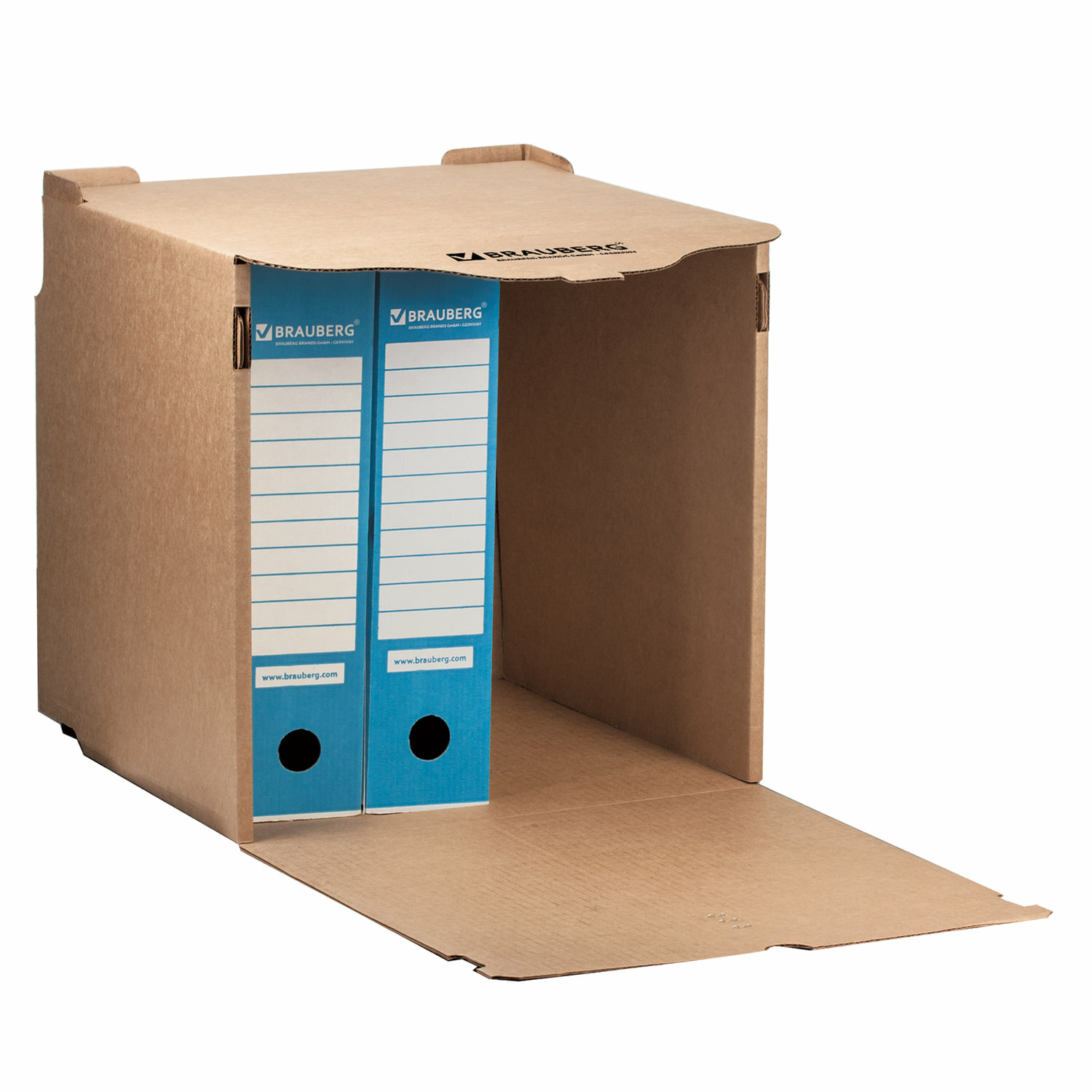 Упаковка 3 шт. Короб архивный (330х310х340 мм) фронтальная загрузка для регистраторов/накопителей, липучка, гофрокартон, BRAUBERG, 122033