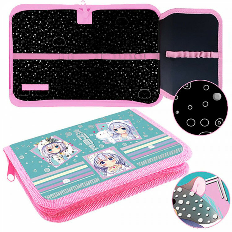 Пенал 1 отделение с откидной планкой (оникс) ПКТ 07-22-19 Аниме аватарки 190х130мм полиэстер 3D-фольга,3D-лак