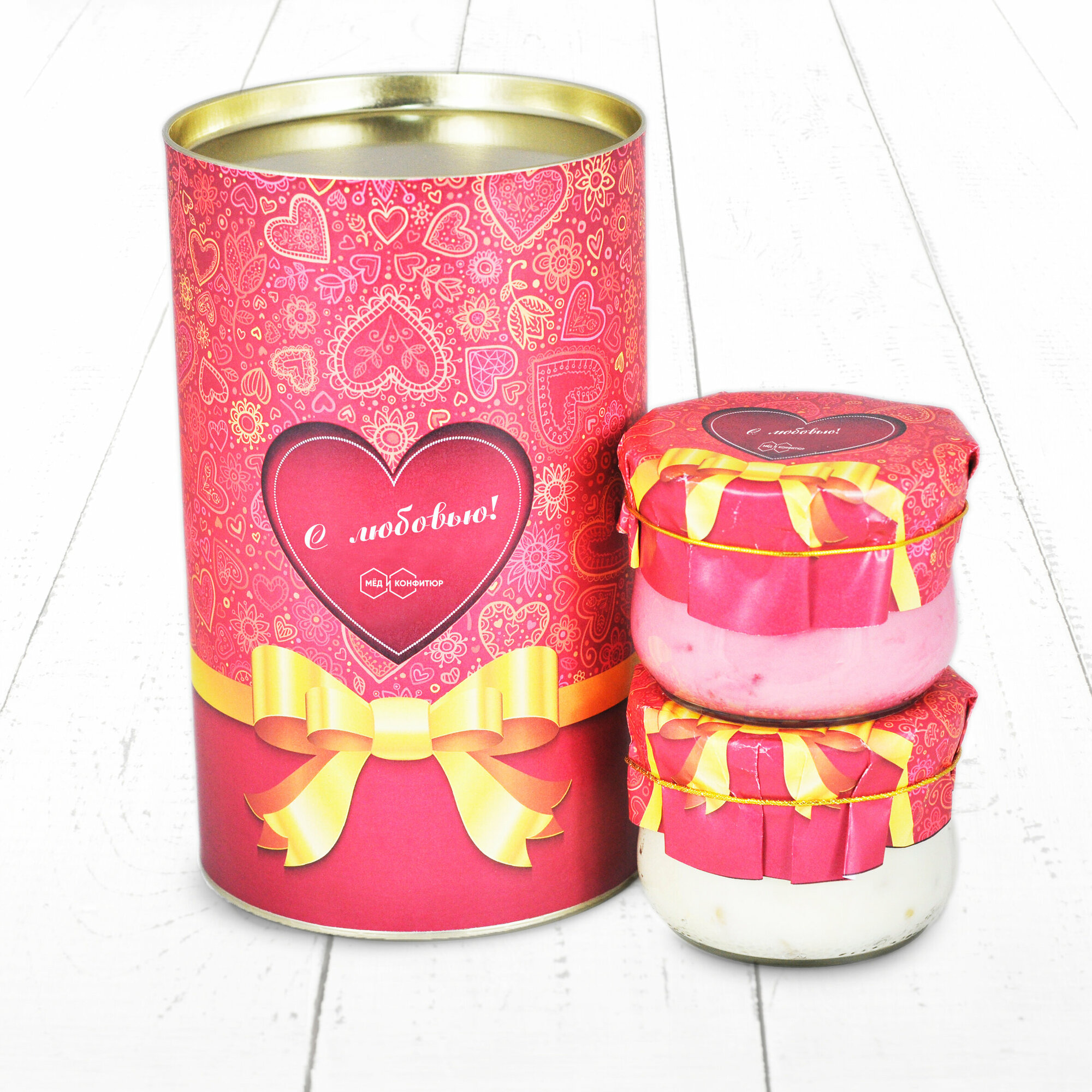 Подарочный Набор "Тубус С Любовью с малиной и с кедровым орехом мёд" Для любимых