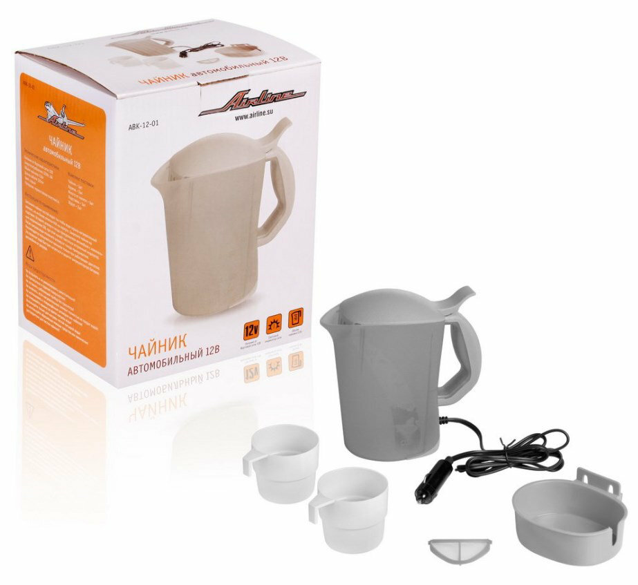 Чайник авто 0,8л 12В 120Вт AIRLINE ABK-12-01