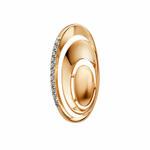 Подвеска, красное золото, 585 проба, фианит