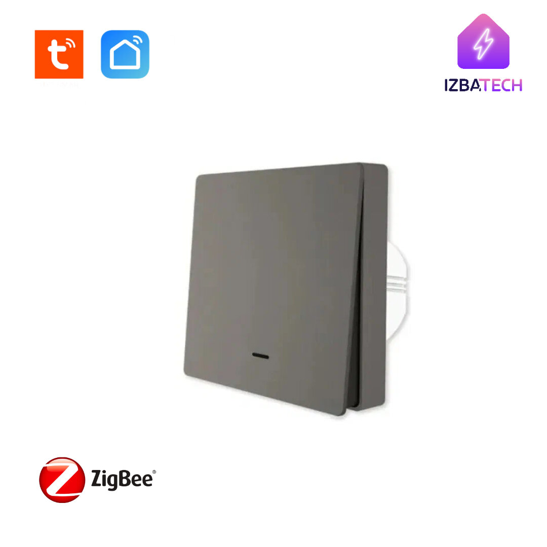 Умный выключатель Zigbee С нулем, умный дом, импульсный одноклавишный, черный