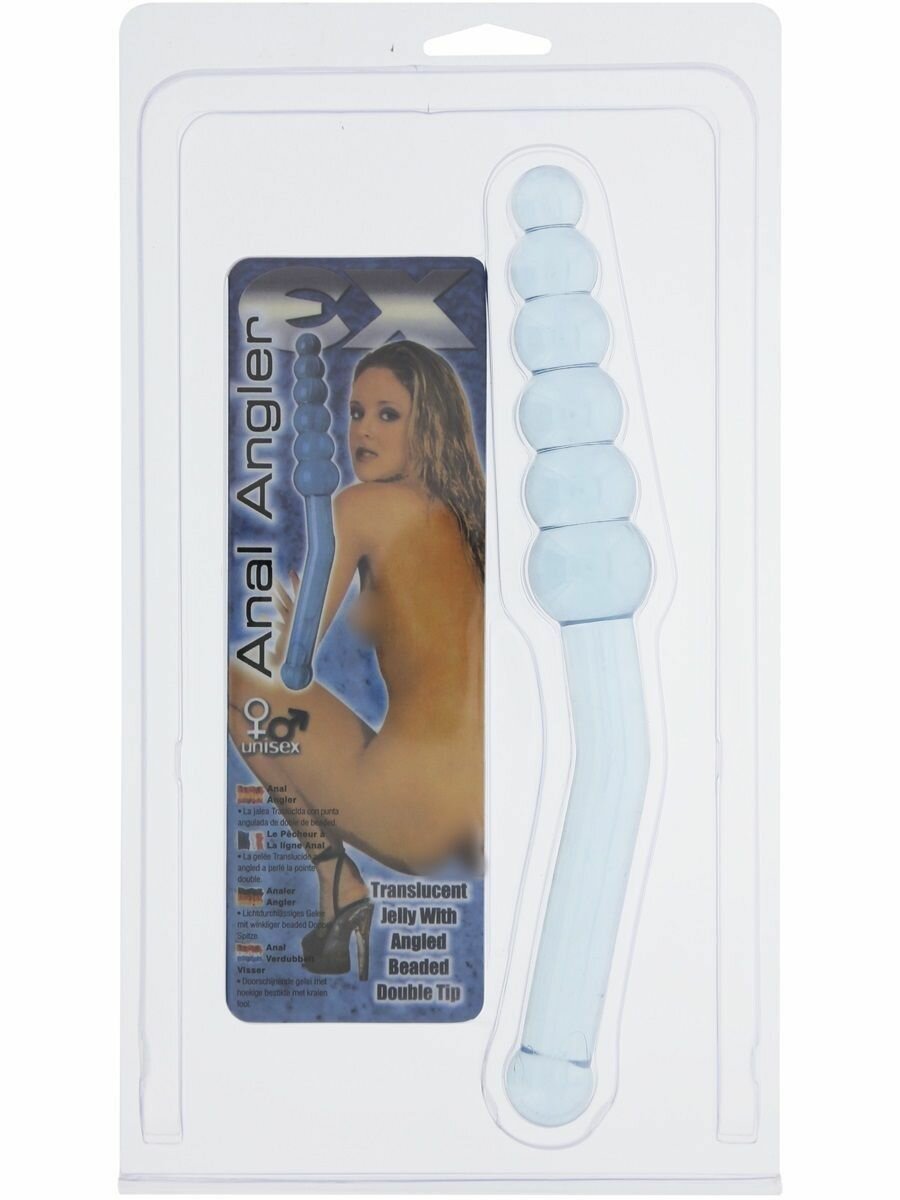Двусторонний анальный фаллоимитатор "ANAL ANGLER CLEAR BLUE" 23см