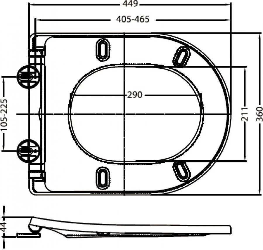 Сиденье дюропласт, soft close, металлическое крепление BB2031SC