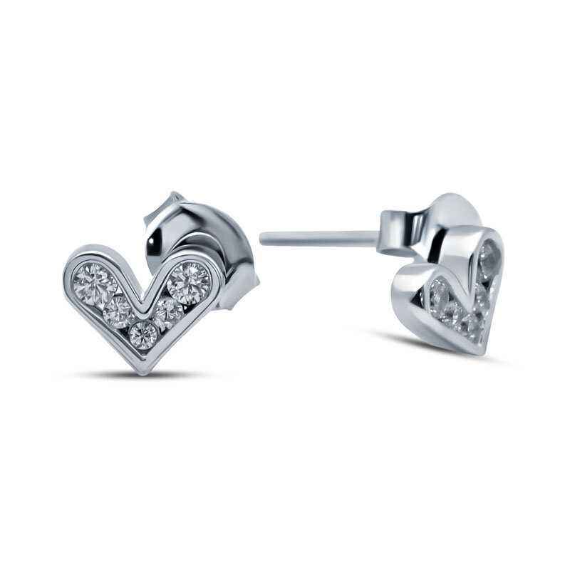 Серьги пусеты, серебро, 925 проба, фианит