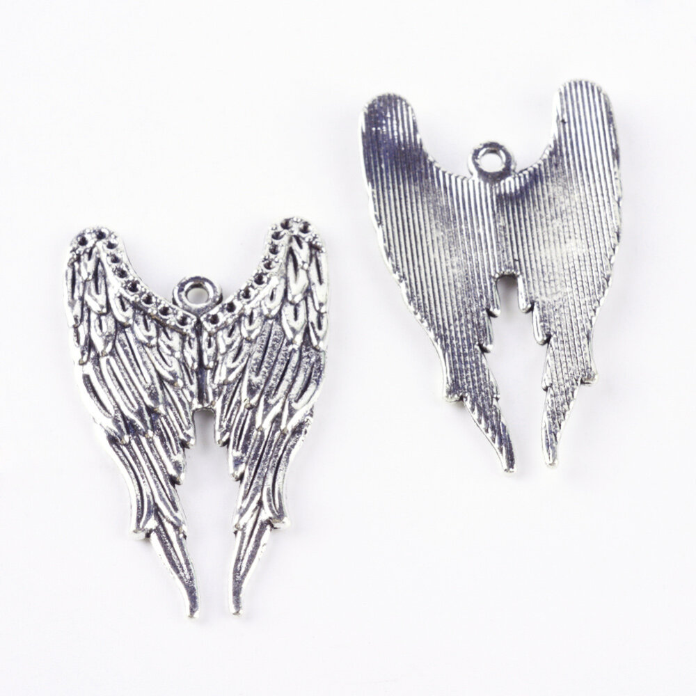 Подвеска, 39х23мм, крылья ангела, базовый материал - цинковый сплав, стиль тибетское серебро, 5 шт.