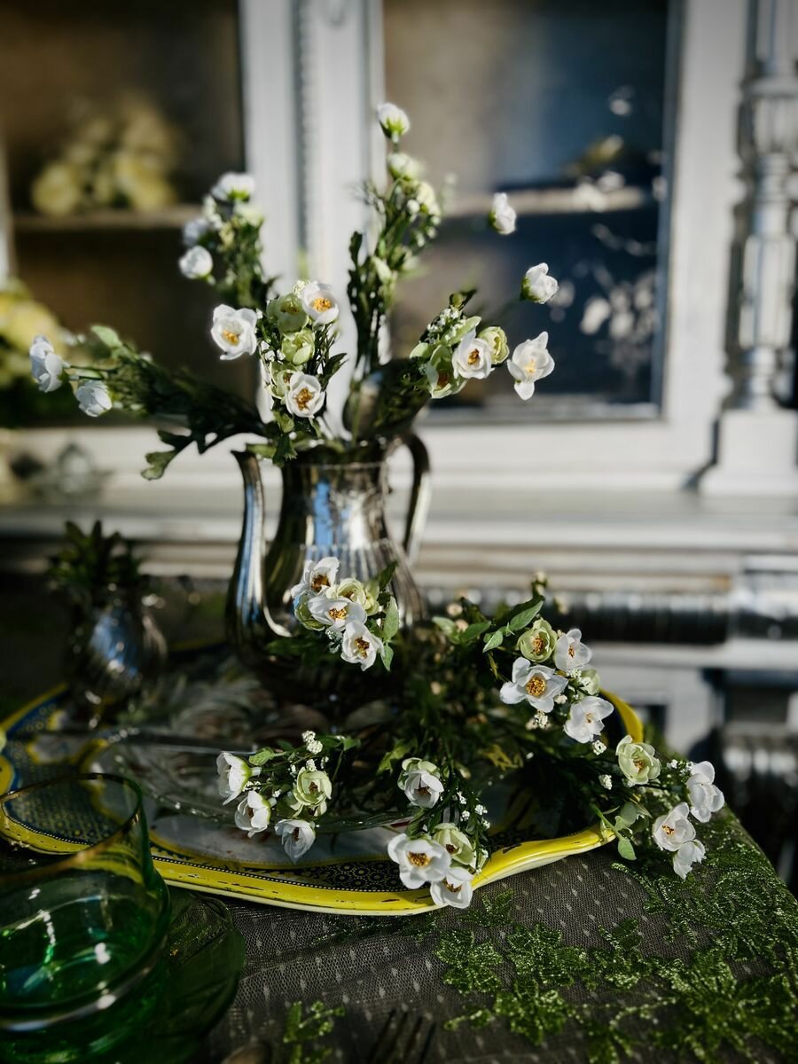 Букет Ajourele BK-1551-S-WHITE "Прованс", искусственные цветы, молочный цвет