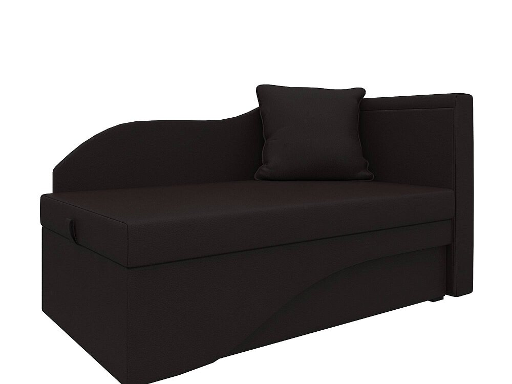 Прямой диван тахта Грация Коричневый Экокожа, тахта, 133х77х77 см, с ящиком для белья