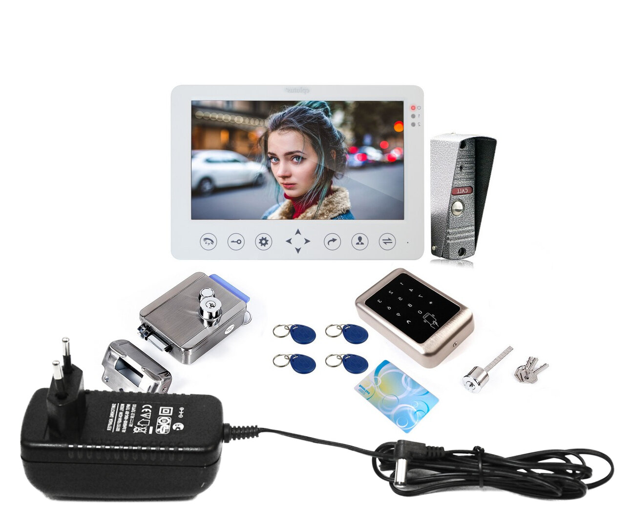 Комплект цветной домофон и замок: Анксин Лок-(Титан) и EП-(4815) (P32175AN) с записью плюс вызывная панель - замок двери домофона