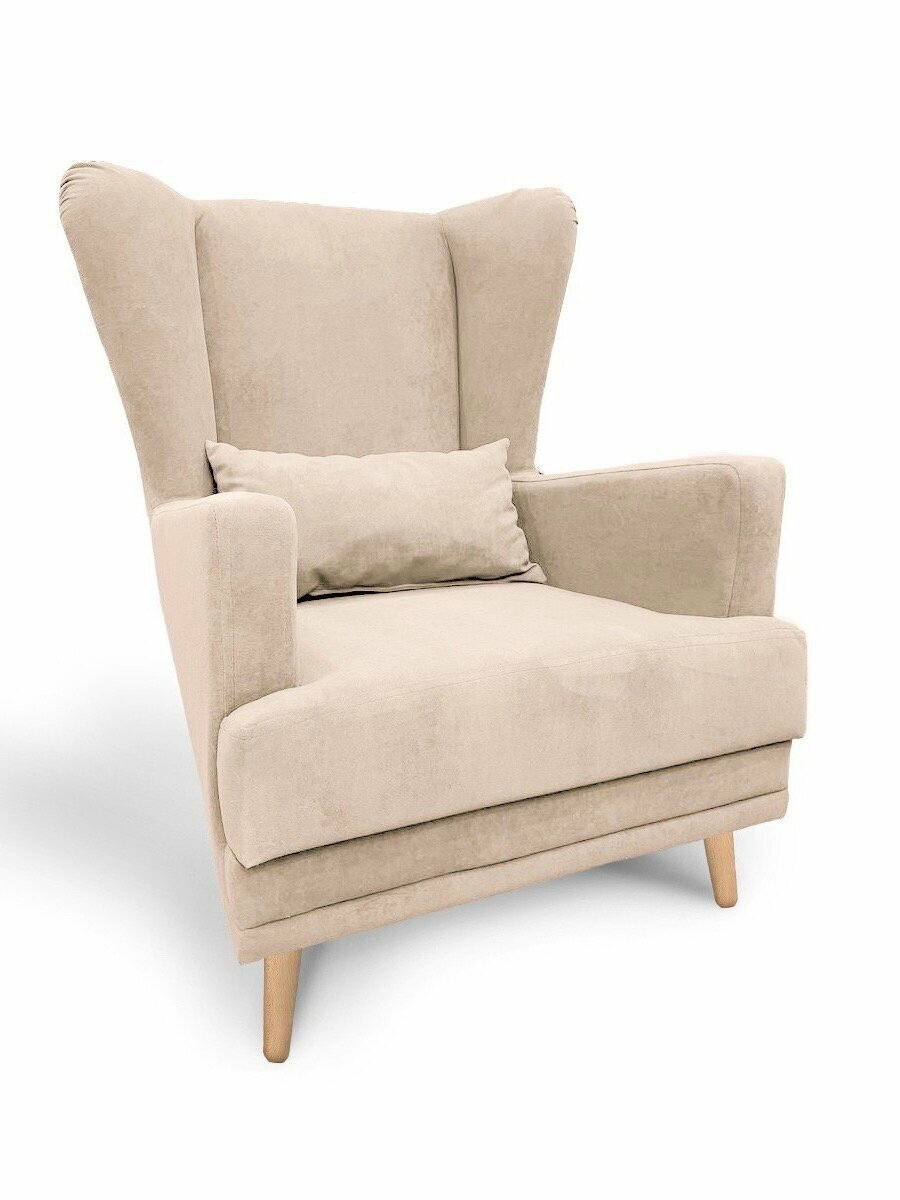 Кресло MF-SOFA "Честер", велюр, бежевое, с мягкими подлокотниками