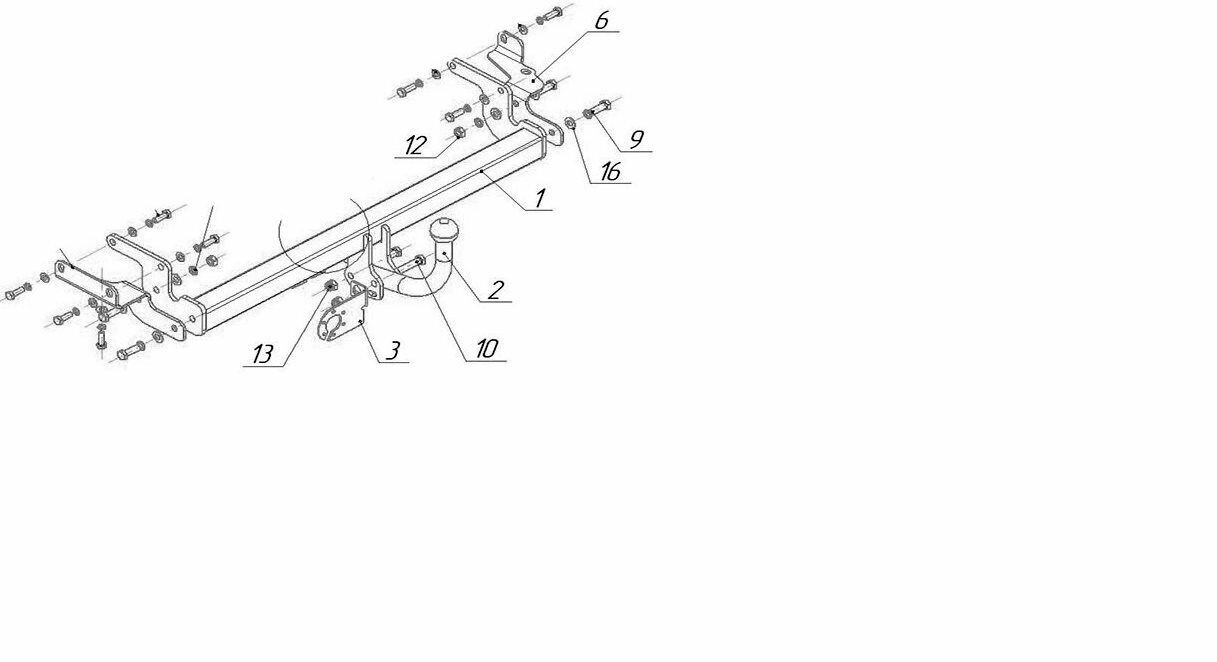 Фаркоп для Mitsubishi Lancer IX седан 2003-2007гг. (без электрики) (паспорт и сертификат) AvtoS. MI22