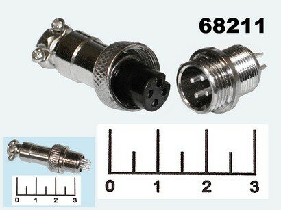 Разъем 4pin в комплекте хром GX12 (MIC-12-4)