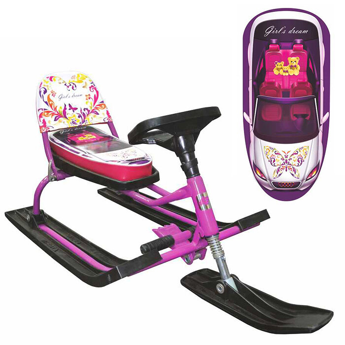 Детский снегокат Барс "Comfort Auto", со складной спинкой, фиолетовый