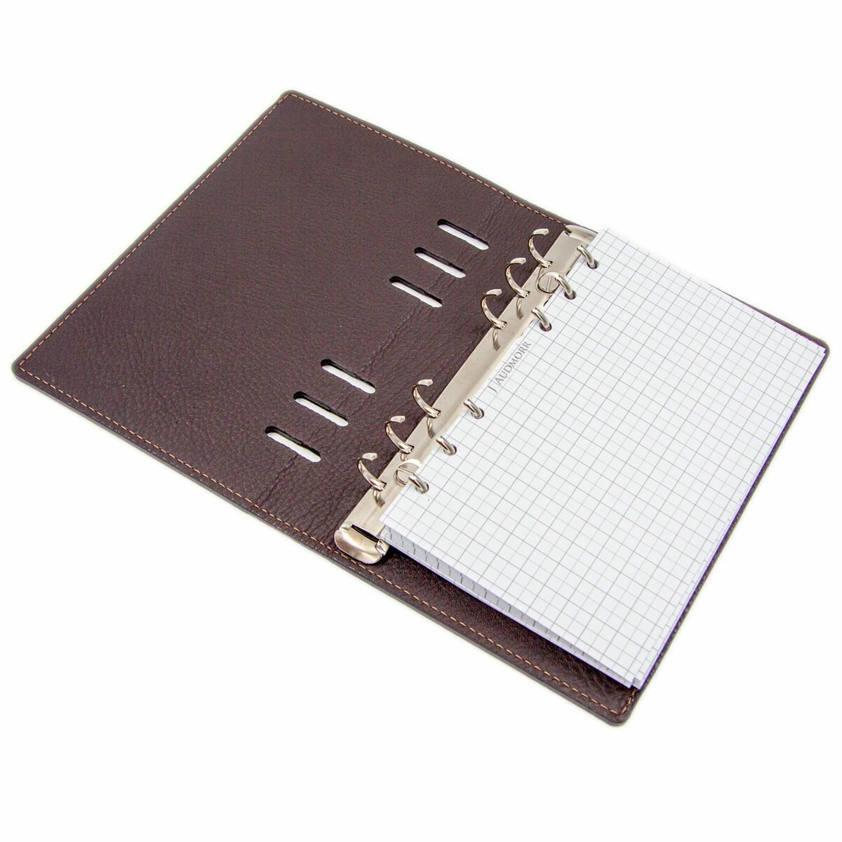 Кожаный ежедневник A6 на разъемных кольцах, тетрадь со сменными блоками, Denny Choc by J. Audmorr, коричневый, натуральная кожа, ручная работа