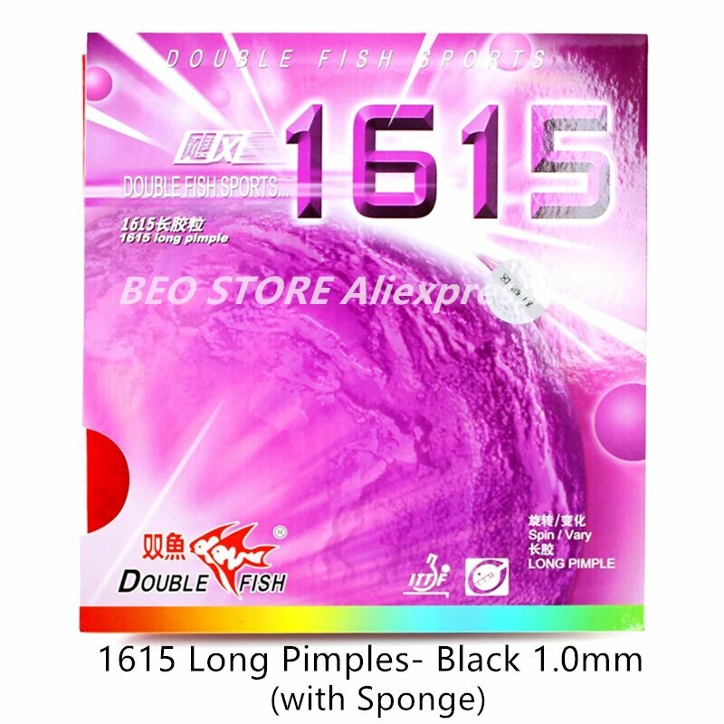 Резина для настольного тенниса Double Fish 1615 Long Pimples Black 1.0mm, фиолетовый