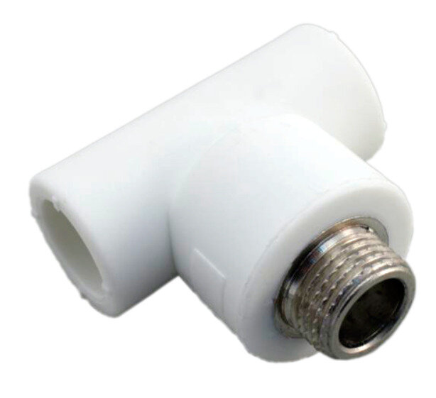 Тройник комбинированный Политэк 9510002034 20х3/4" с наружной резьбой белый