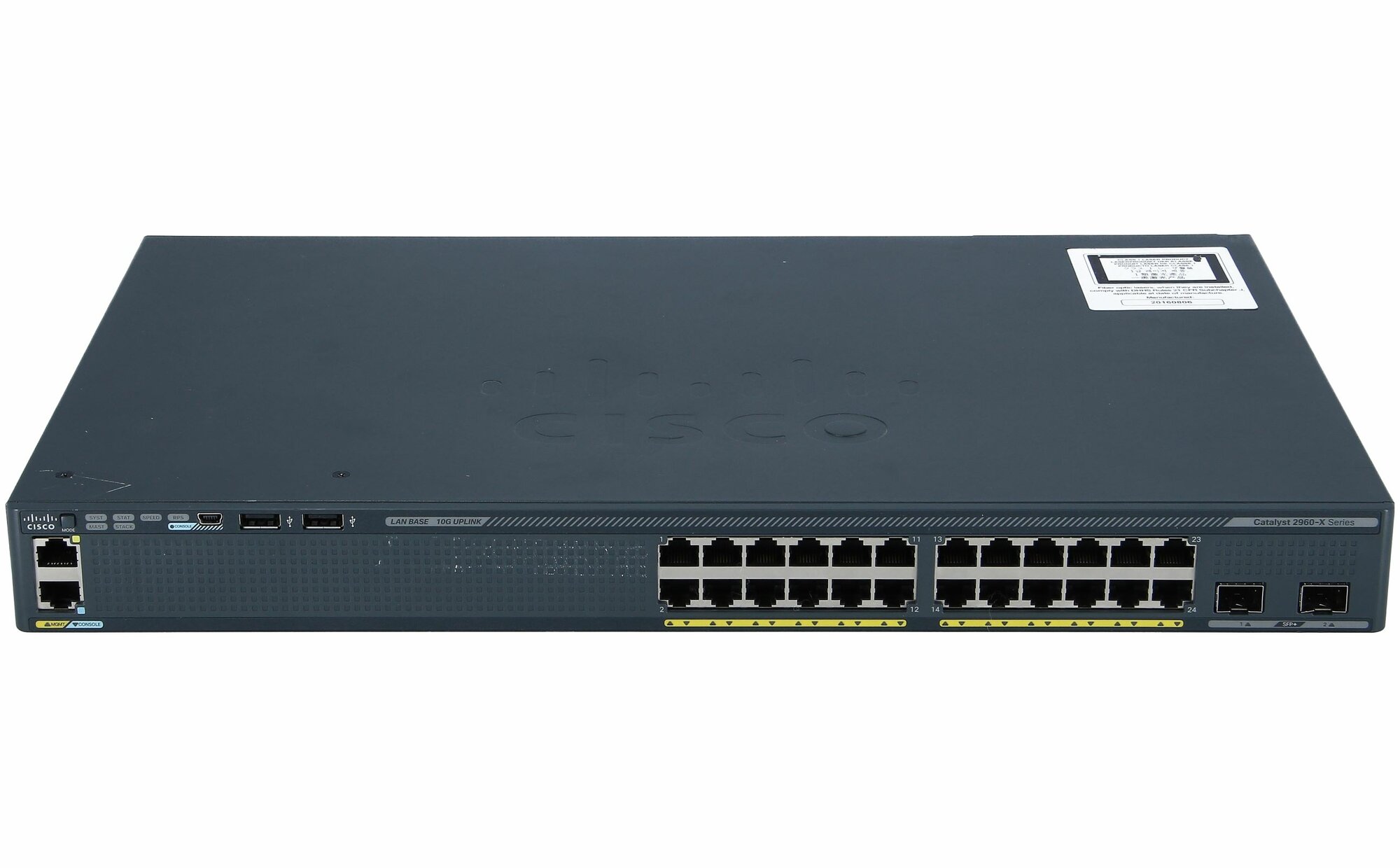 Коммутатор управляемый Cisco WS-C2960X-24PS-L (24 портов 1000Мбит/сек + 2 1000Мбит/сек +2SFP)