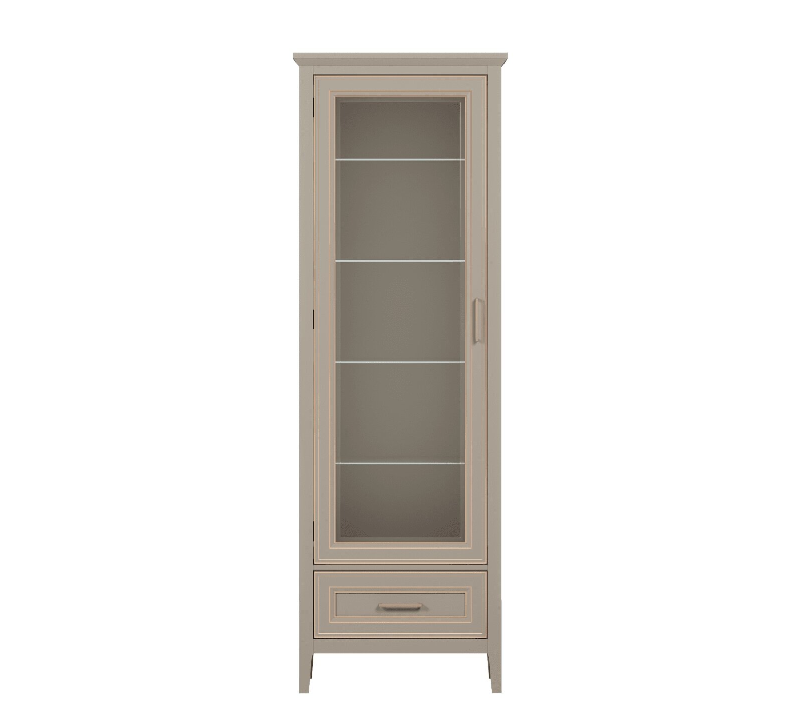 Витрина БРВ-Мебель Classic REG1W1SZK, 203 x 40.5 x 68 см, цвет: глиняный серый
