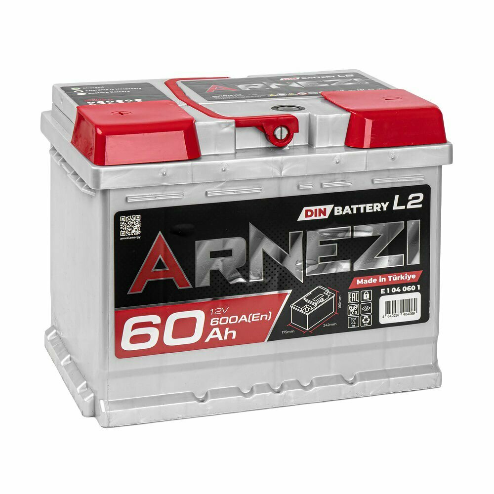 Аккумулятор Arnezi DIN SMF 60 А/ч прямой L + 242х175х190 L2 EN600 A