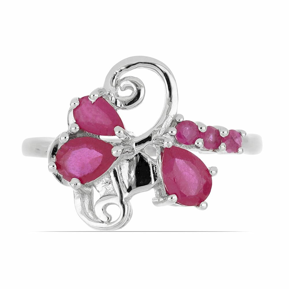 Кольцо, серебро, 925 проба, родирование, рубин