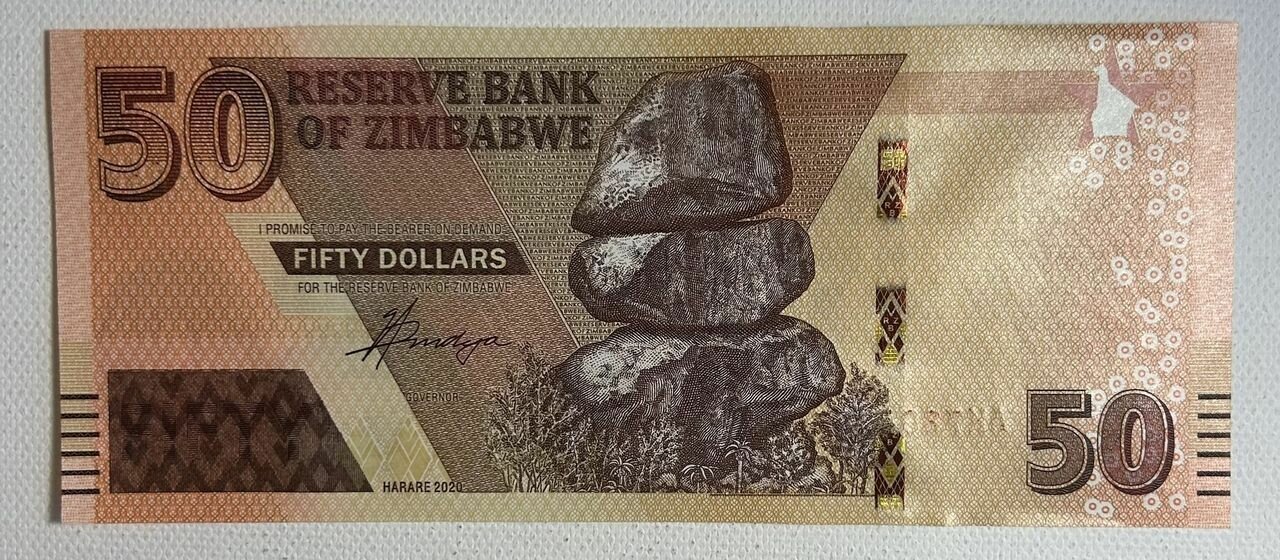 Зимбабве 50 долларов 2020 года. UNC