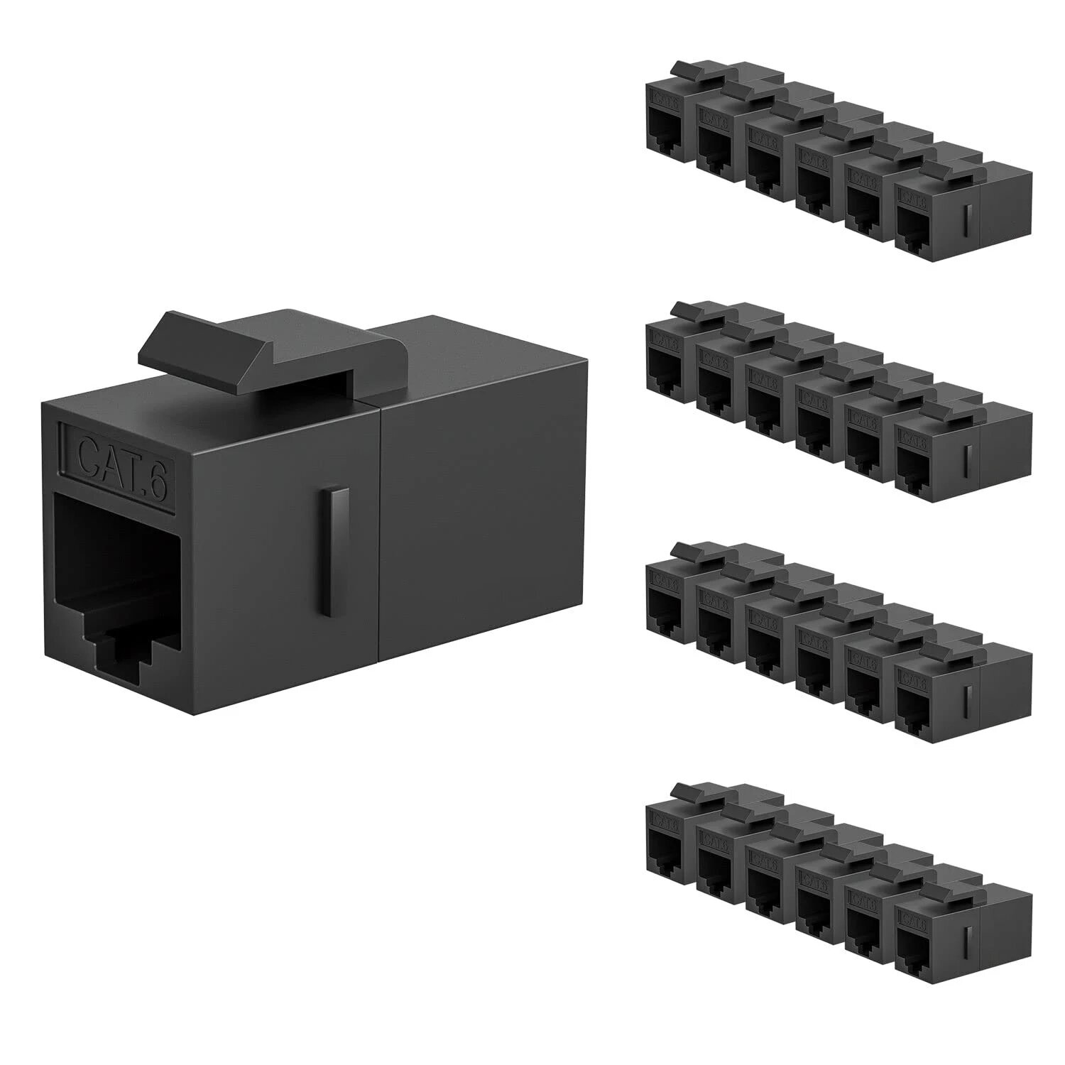 ZoeRax RJ45 CAT6 Соединитель keystone мама-мама 6PCS, Black