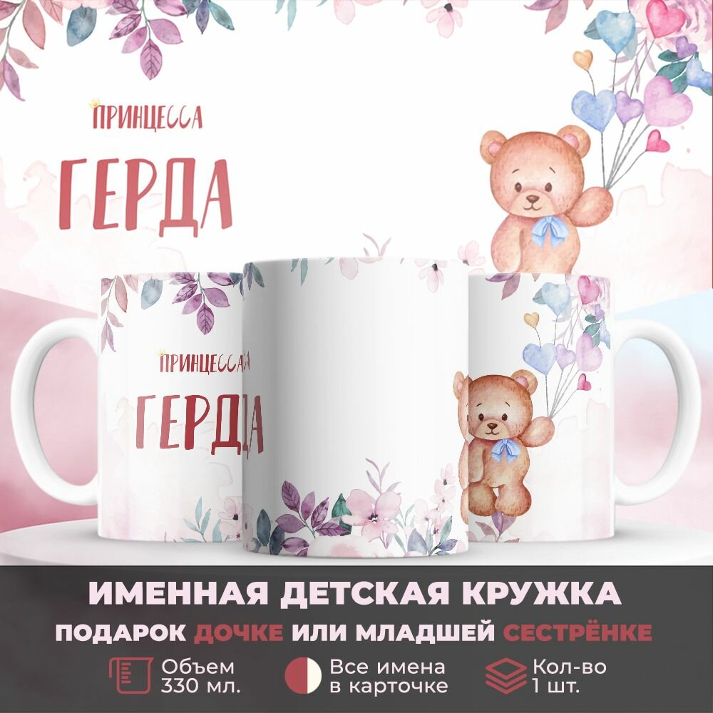 Детская именная кружка принцесса Герда